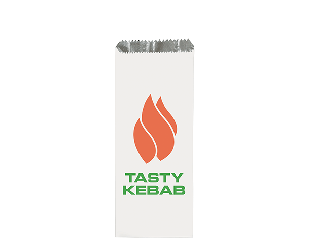 Foil Lined Paper Bags (White with 'Tasty Kebab' Print) | Castaway® Food ...