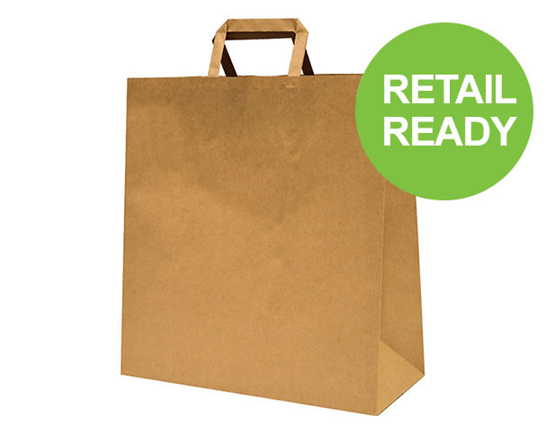 Foodservice/Takeaway Bags with Flat Paper Handles (Large) | Castaway ...