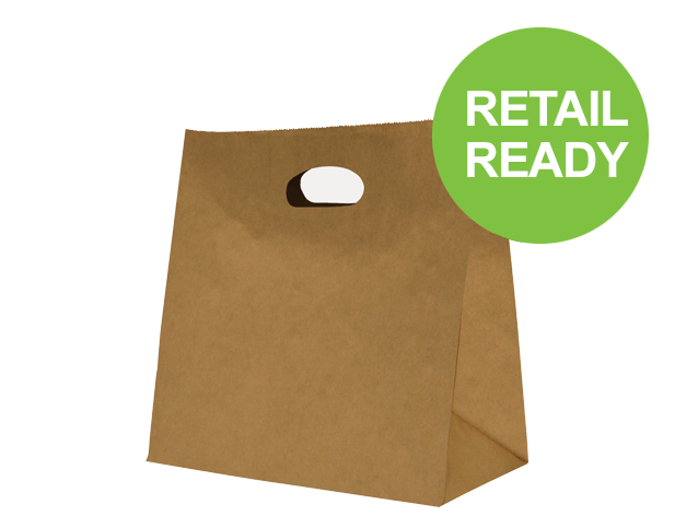 Paper Carry Bag, Medium | Reinforced Die-Cut Handle | Castaway® Food ...
