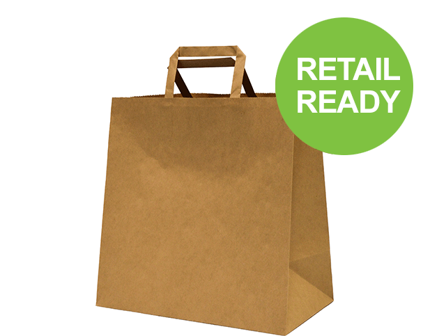 Foodservice/Takeaway Bags with Flat Paper Handles (Medium) | Castaway ...
