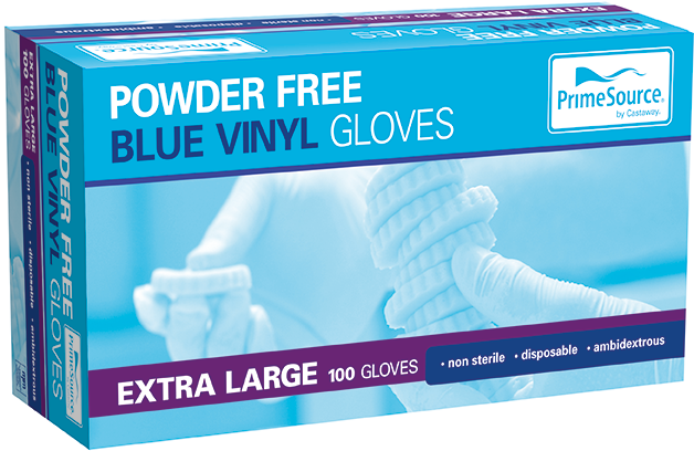 Vinyl Powdered Disposable Gloves (Blue Large) | Castaway® Food Packaging